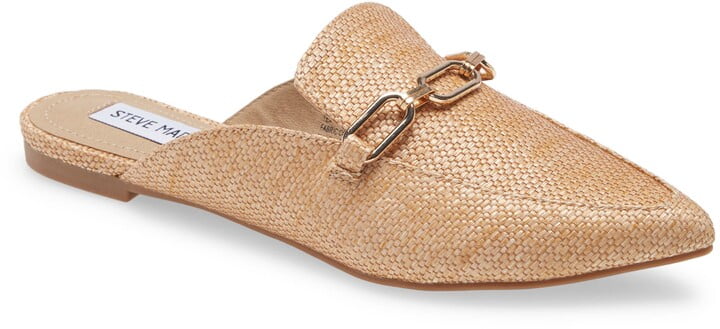 Steve Madden Faraway Raffia Slip On Pointed Toe Chain Detailed Mule ...