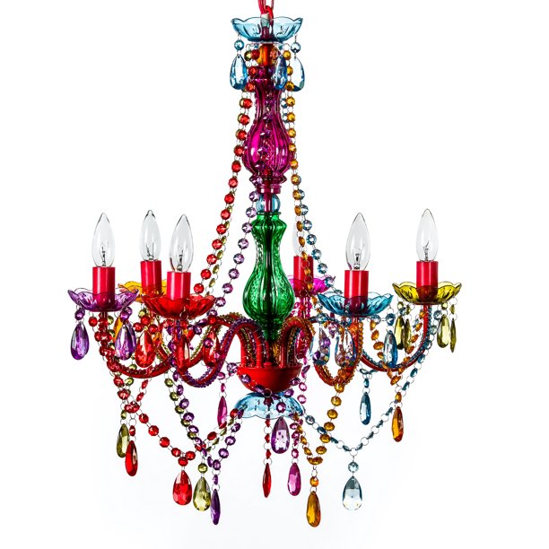 Gypsy Color Acrylic Crystal Chandelier, Multicolor 6 Light Ceiling ...