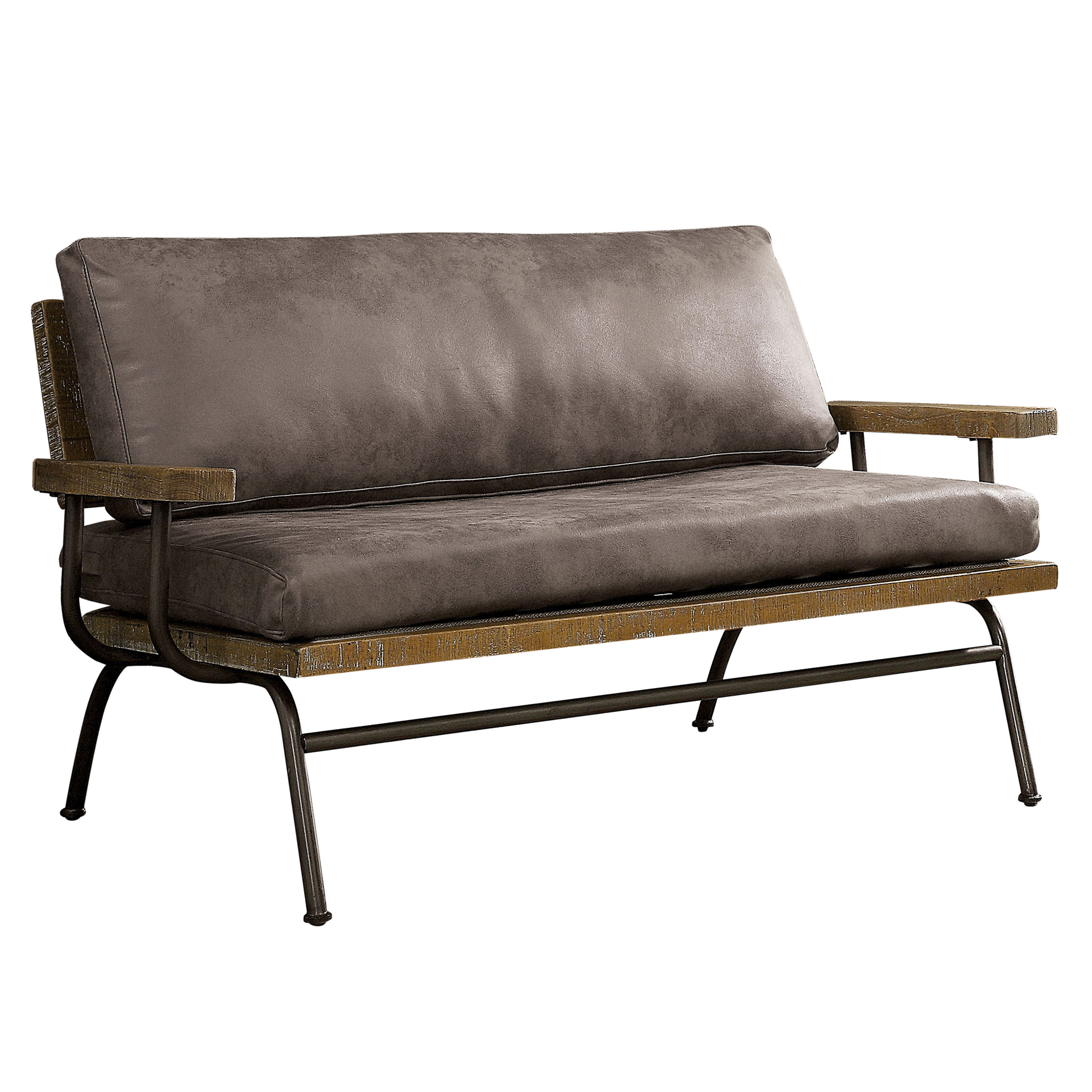 Furniture of America Meza Rustic Cushioned 2-Seater Loveseat in Brown ...