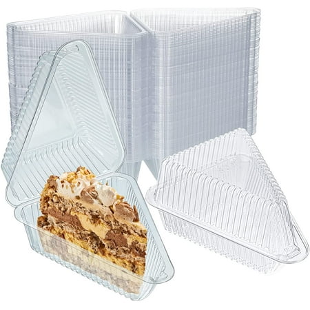 100 Pieces Clear Cake Slice Container Plastic Cake Cheesecake Pie Slice ...