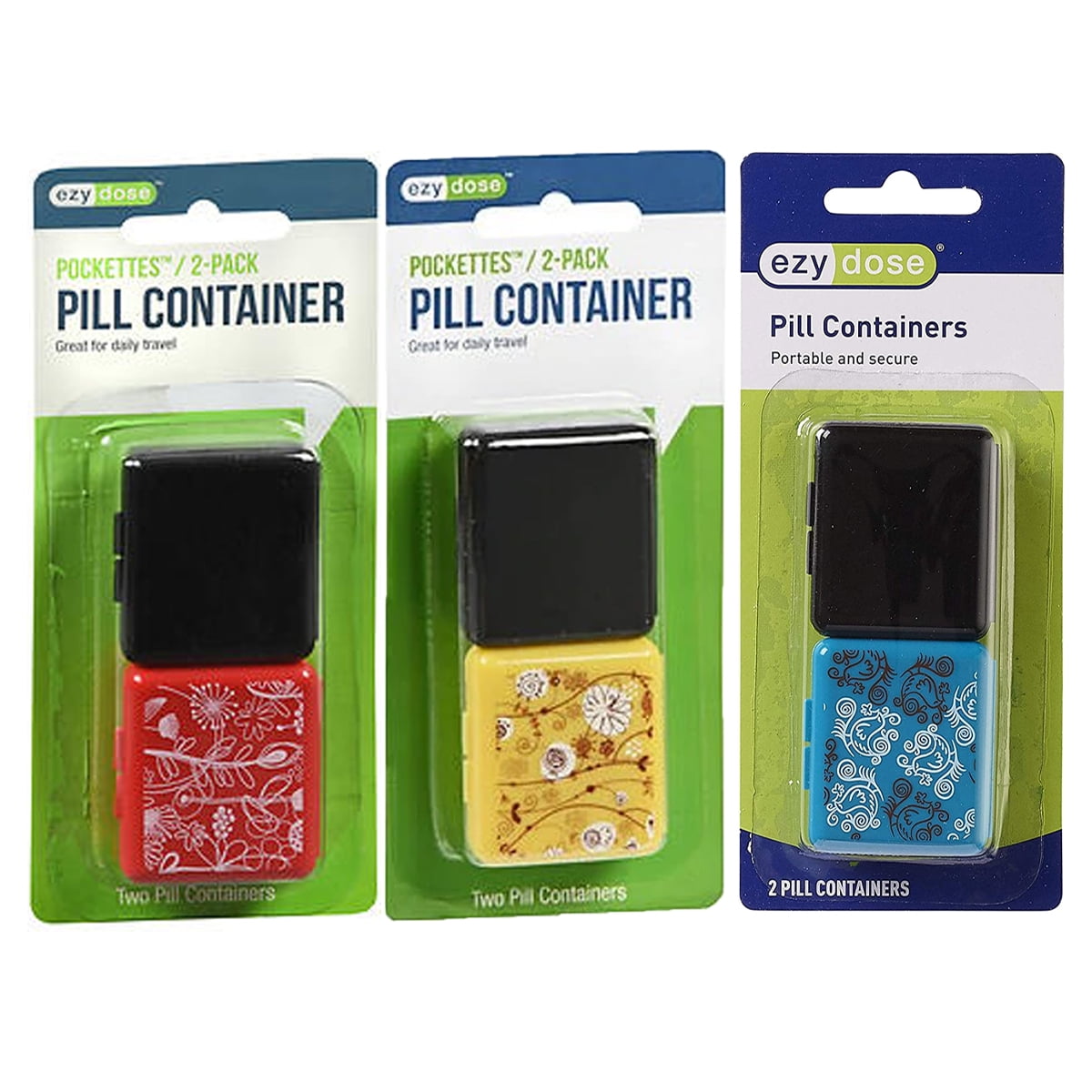 Ezy Dose Pill Containers, 2 Pack, Pocket-Sized Organizers for Meds and ...