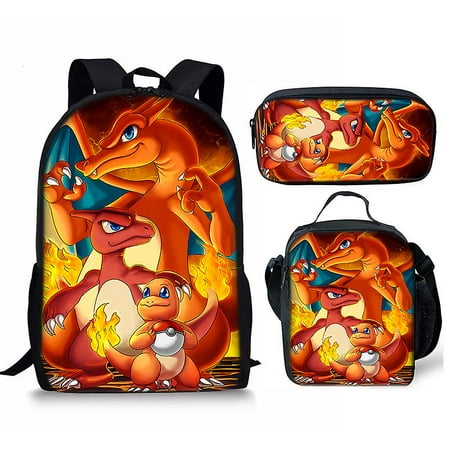 Pikachu Pokemon School Bag Cartoon Animation Student Backpack/pen Bag ...