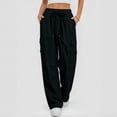 ClodeEU Women's Elastic Waist DFrayedstring Wide Leg Cargo Pants,Loose ...