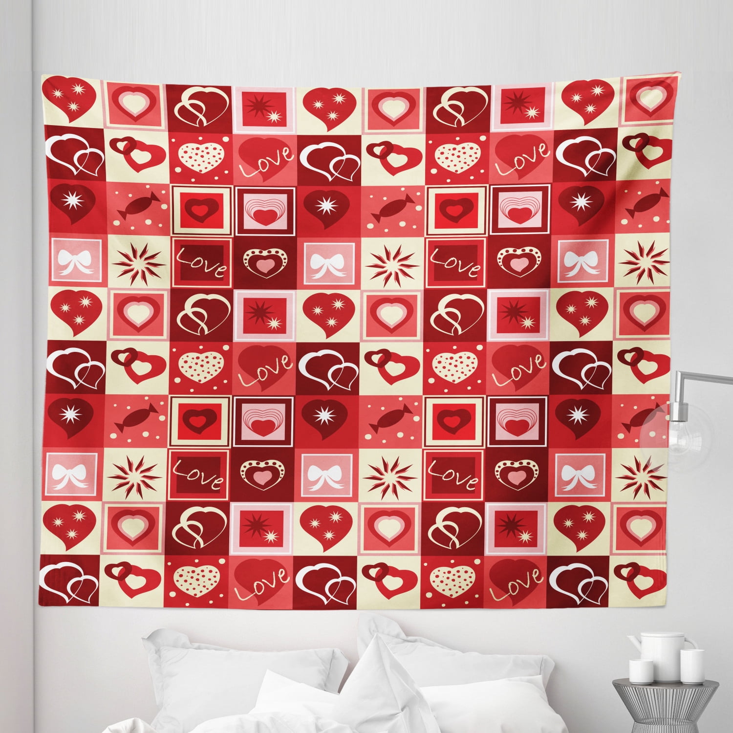 Valentine's Day Tapestry, Valentines Day Themed Frames Pattern with ...