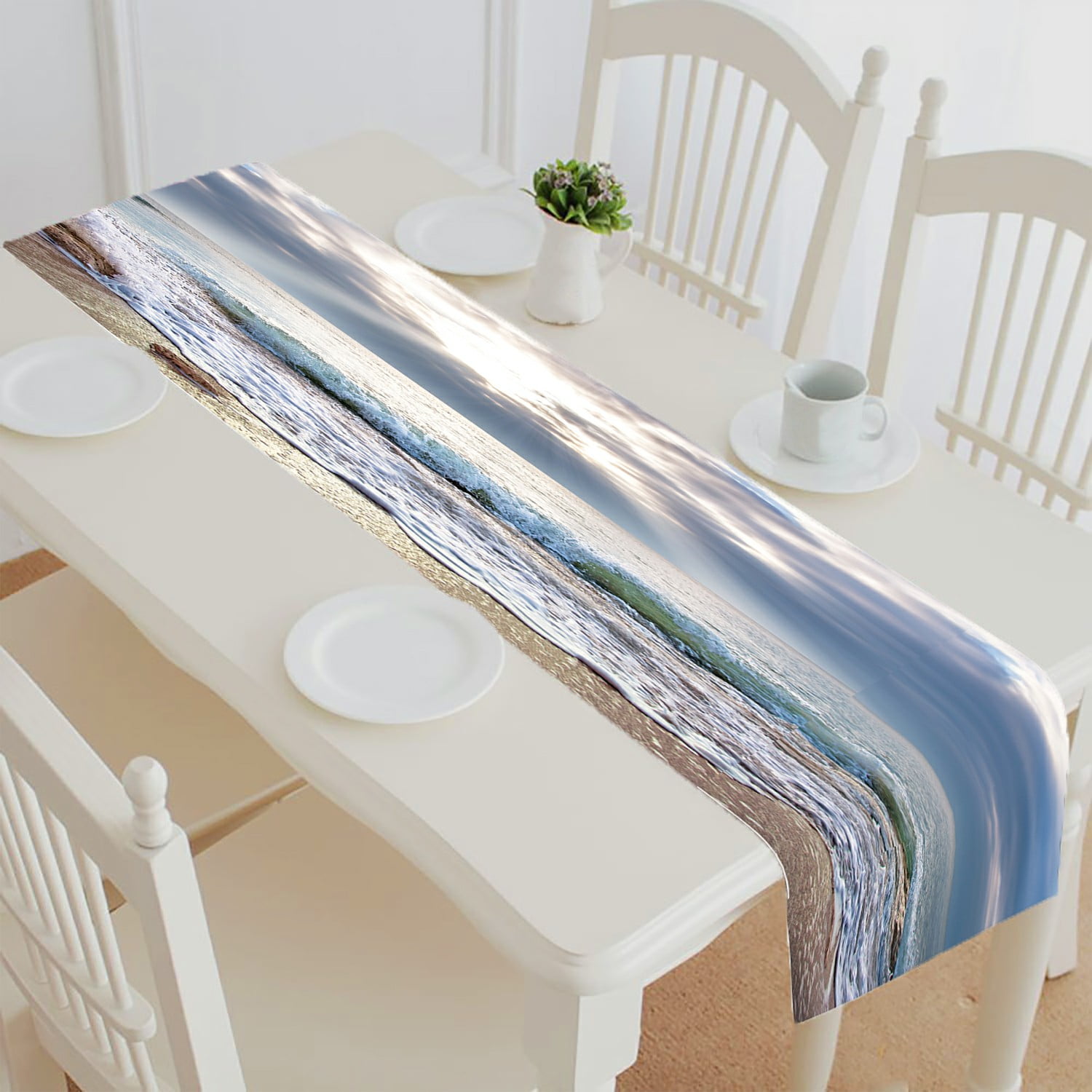 ABPHQTO Sea Morning Beach Table Runner Placemat Tablecloth For Home ...