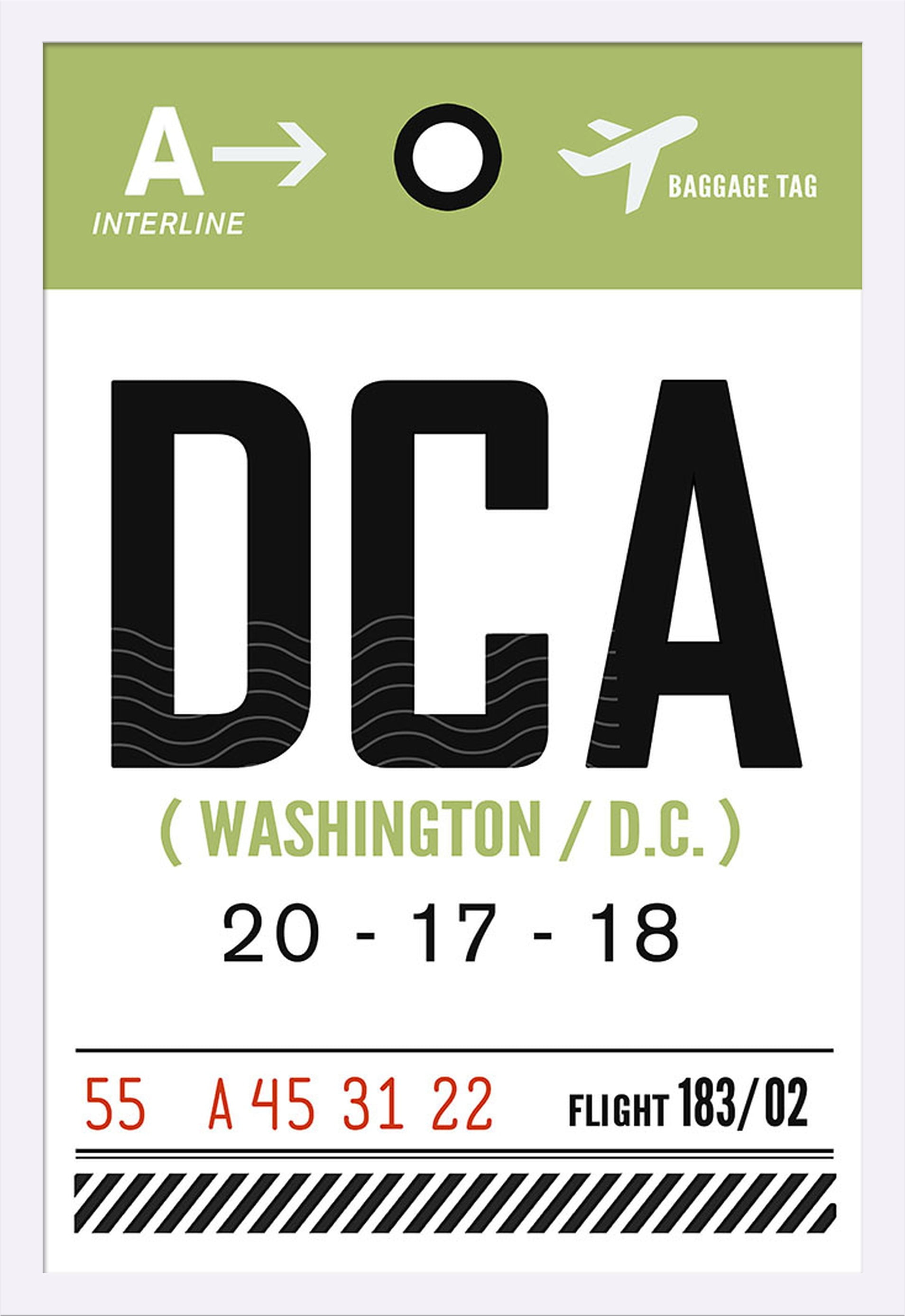 Washington DC - DCA - Luggage Tag - Lantern Press Artwork (24x36 Giclee ...
