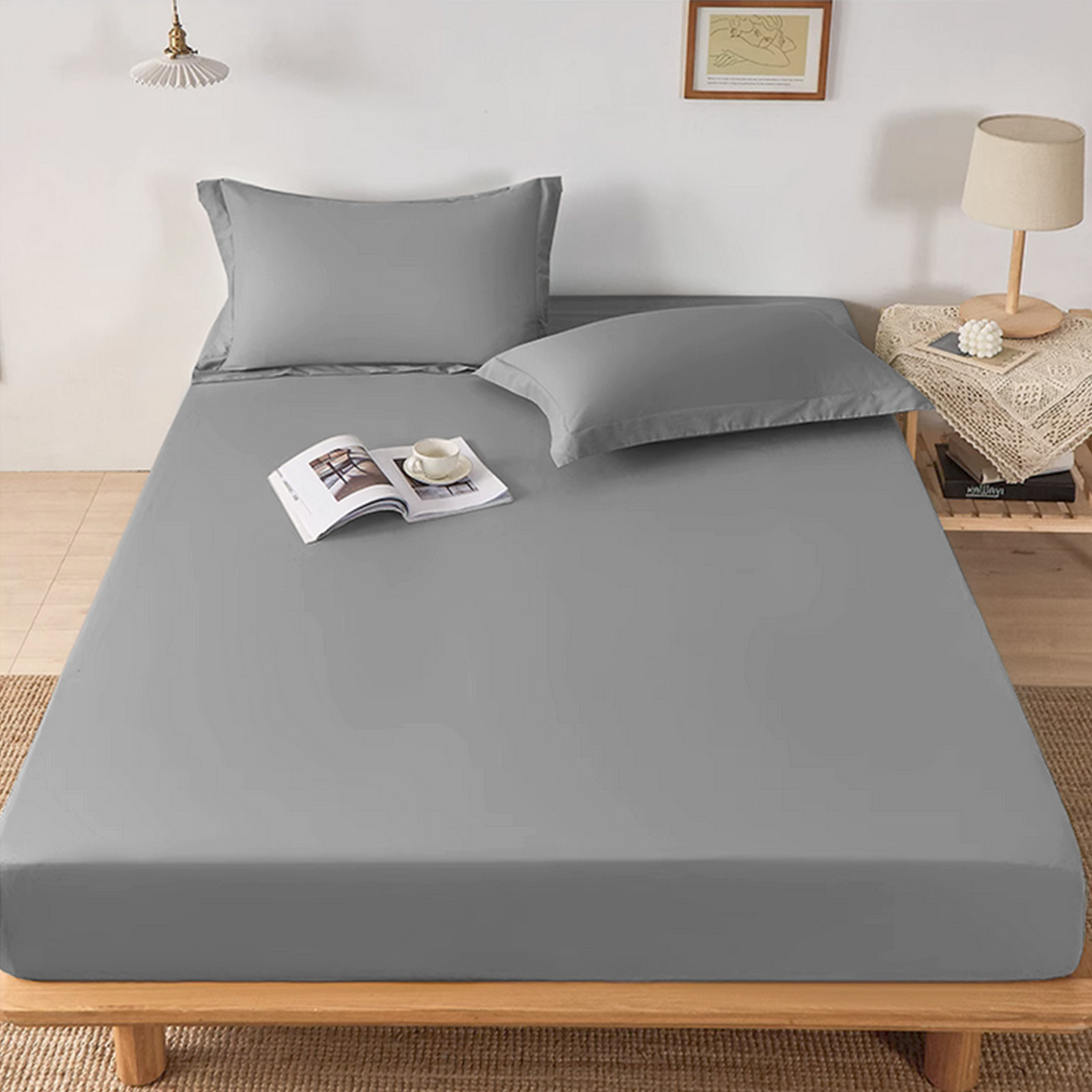Htwon Mattress Protector Waterproof Bed Cover Premium for Bed Full（Gray ...