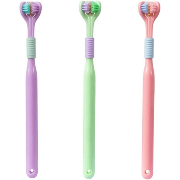 ShenMo 3 pieces(purple+green+pink)Manual Toothbrushes, Soft Hair Three ...