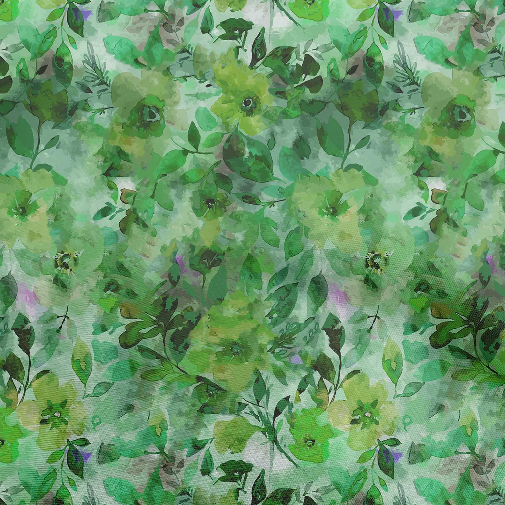 oneOone Cotton Flex Green Fabric Abstract Floral Sewing Material Print ...