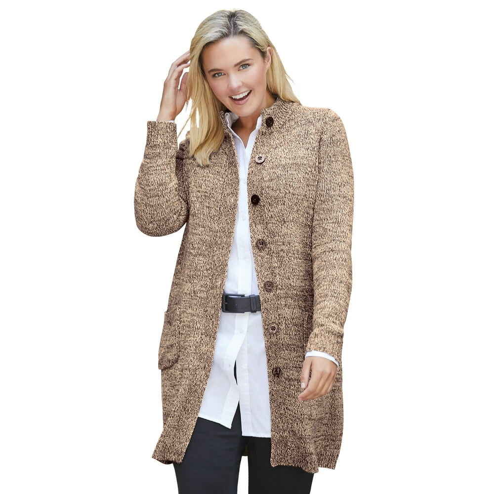 Woman Within - Woman Within Women's Plus Size Marled Sweater Jacket ...