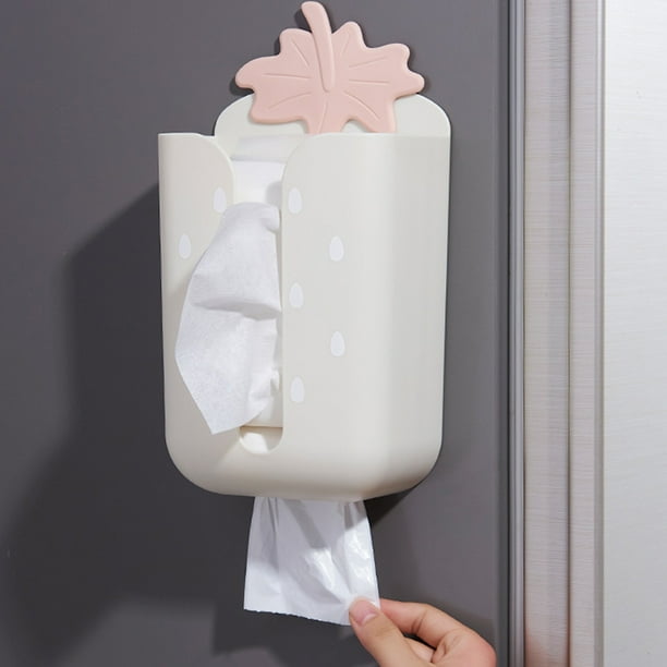Wall-mounted Tissue Box Self-adhesive Garbage Storage Organizer Tissue ...