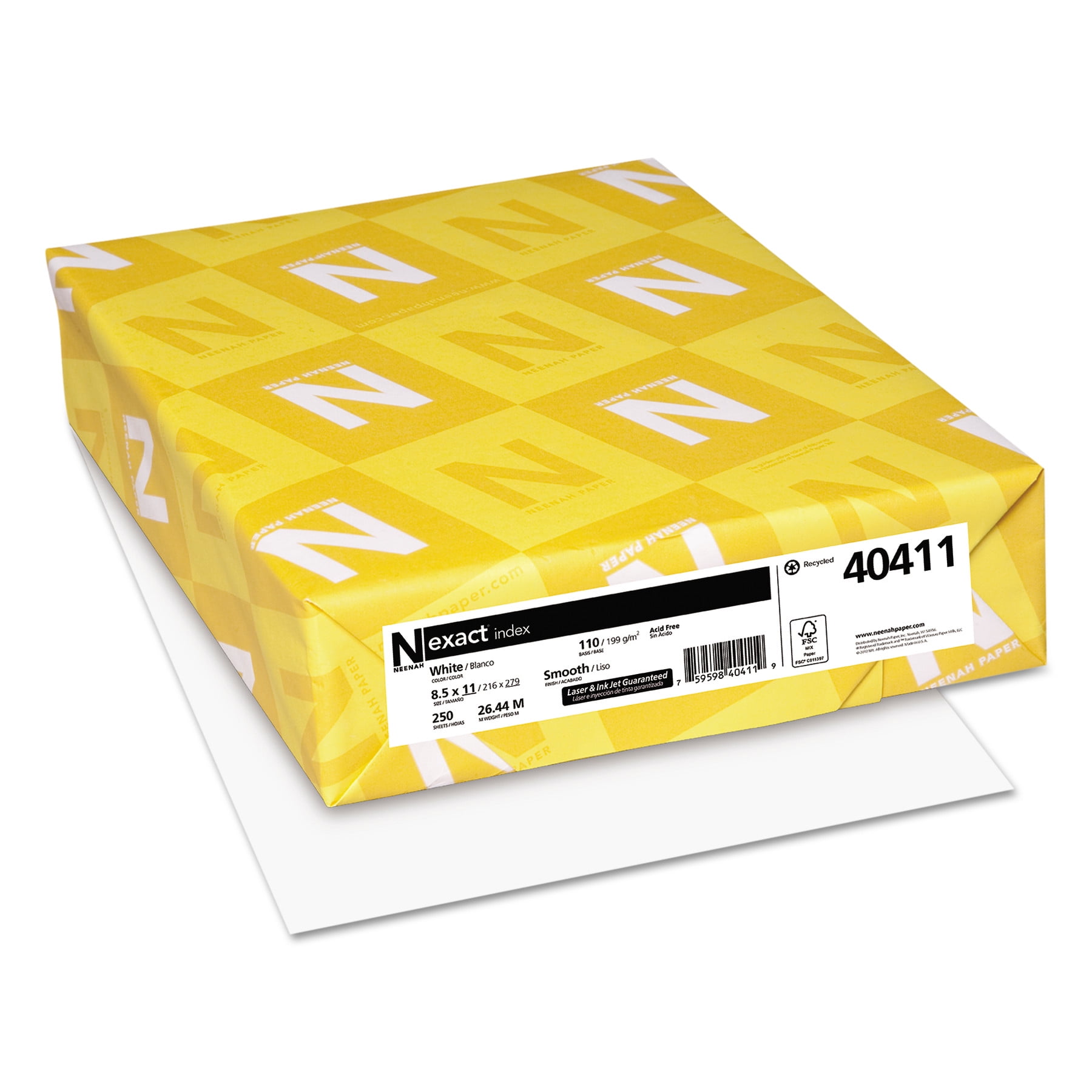 Neenah Exact Index Cardstock 8 5 X 11 110 Lb 199 GSM White 250 Neenah Exact Index Cardstock 8 5 X 11 110 Lb 199 GSM White 250