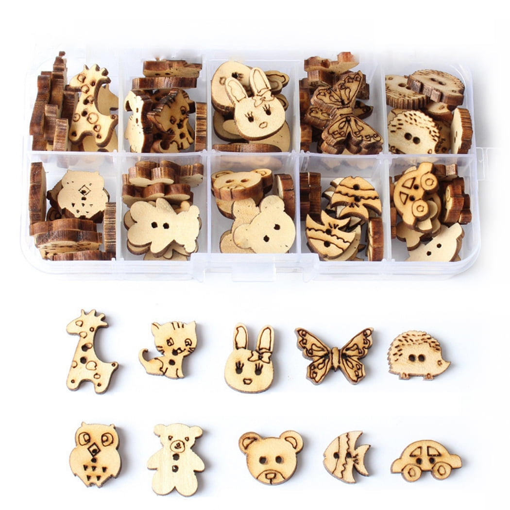 Click here for Coofit Cartoon Buttons Wooden Novelty 100pcs Diy C... prices