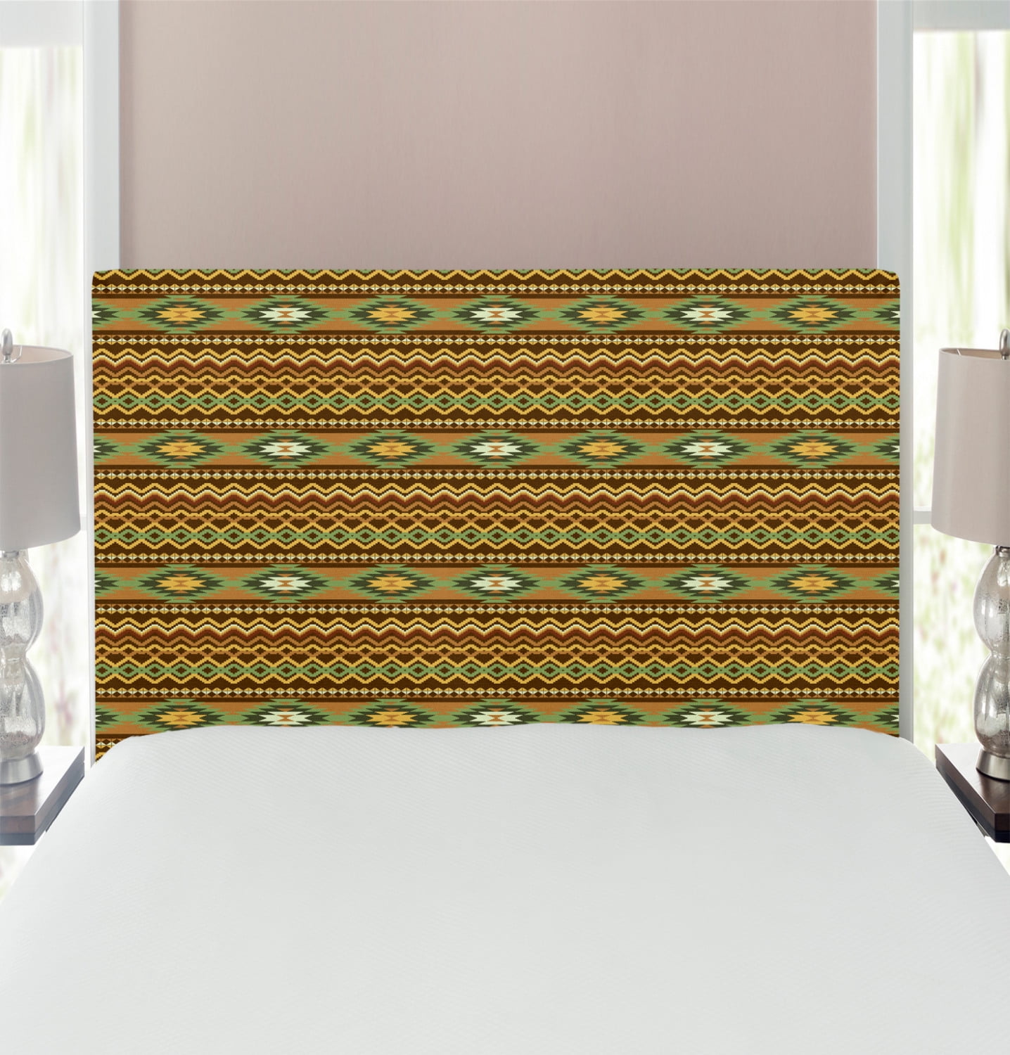 Native Headboard, Prehistoric Old Fashioned Indigenous Pattern Print ...