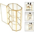 3-Tier Glass and Gold Jewelry Box, Makeup Organizer, Glass Display Case ...