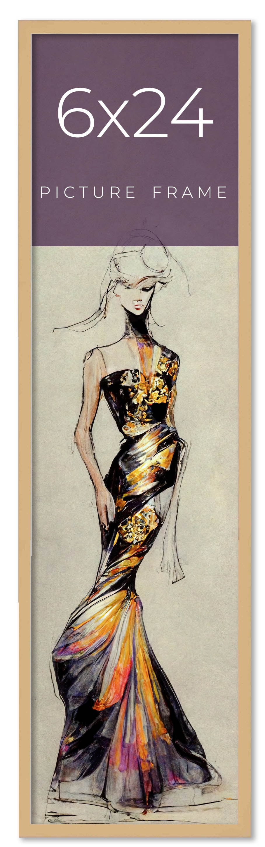 6x24 Shadow Box Frame Brown | 0.875 inches Deep Real Wood Contemporary ...