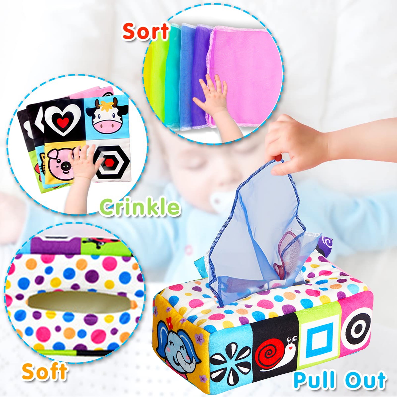 OMZER Baby Tissue Box Toys 6 to 12 Months - Montessori Toys for Babies ...