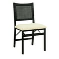 Riviera Rattan Back Folding Chair with Upholstered Seat, Black ...