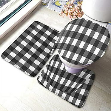 ABPHQTO White Buffalo Plaid Bathroom Accessories: 3 Piece Non-Slip Bath ...