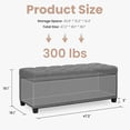 47.2" Storage Ottoman Bench, Tufted Upholstered Entryway Bench with ...