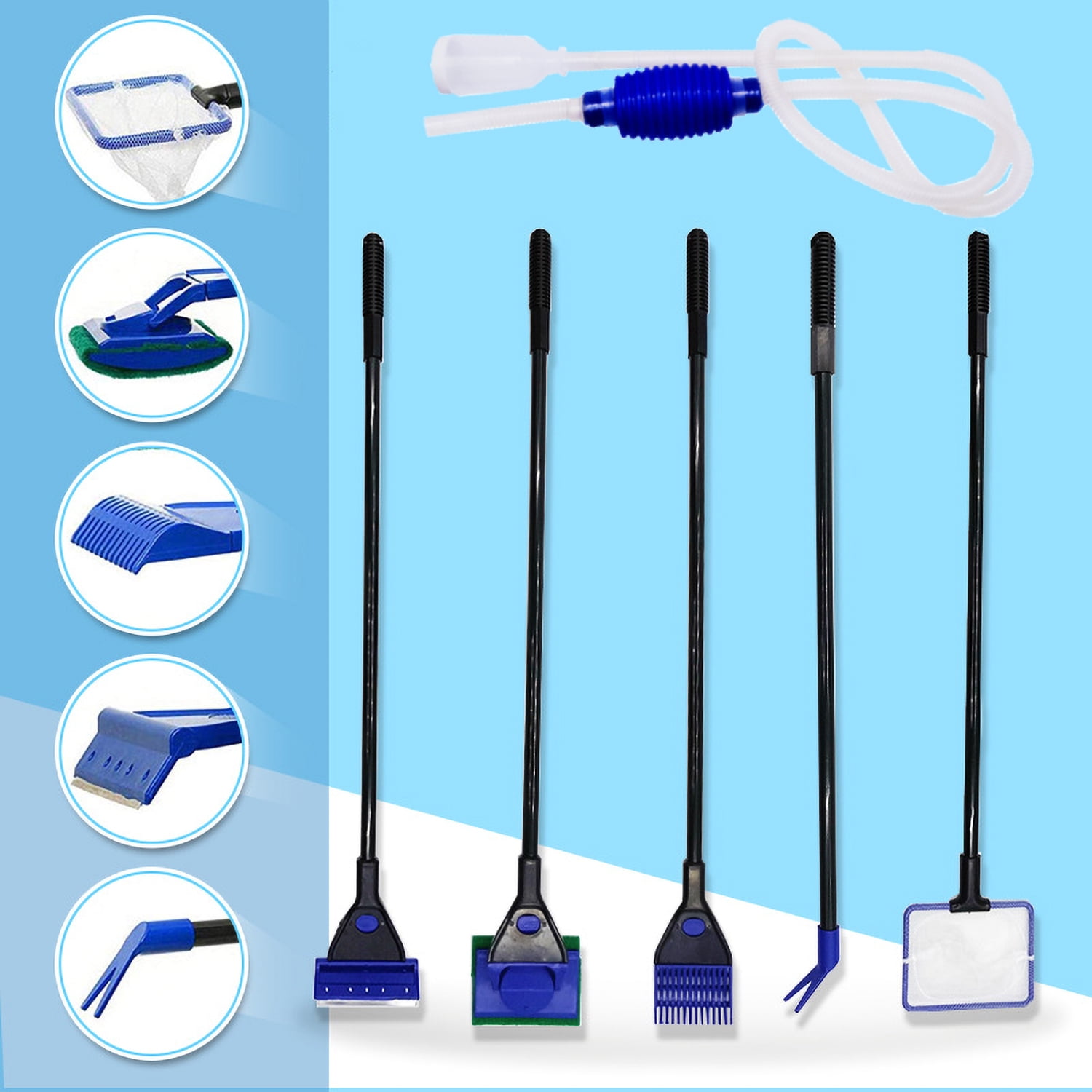 5 in 1 Aquarium/Fish Tank Cleaning Kit/Tool, Algae Scraper, Fish Net ...