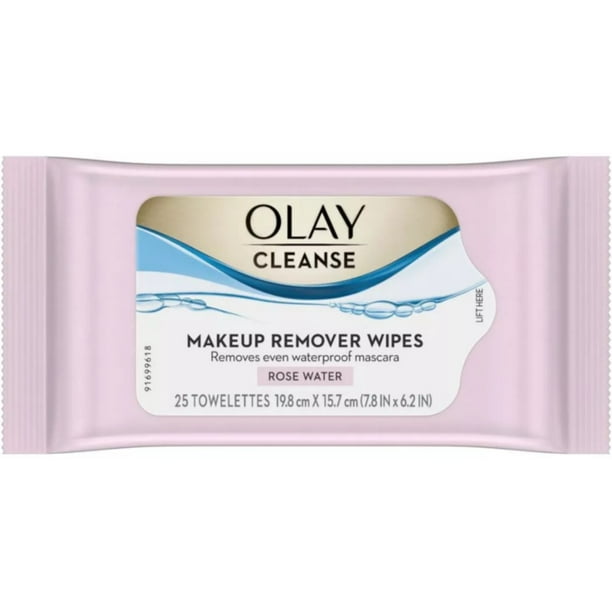 OLAY Cleanse Makeup Remover Wipes, Rose Water 25 ea (Pack of 2 ...