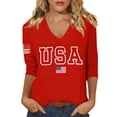 BByeadc Patriotic Shirts for Women V Ncek 3/4 Sleeve Patriotic Tshirts ...