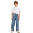 oqasdz Boys Jeans Button Closure Elastic Waist Straight Leg Denim Pants ...