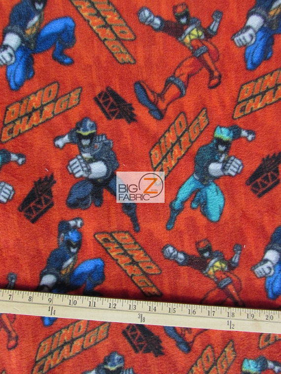 Fleece Printed Fabric Power Rangers / Dino Charge By Springs Creative ...