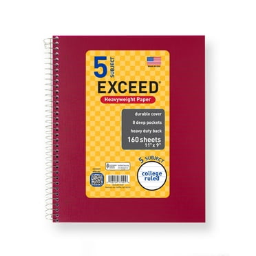 160 Count 5 Sub Teal Exceed Notebook, 10.5" x 8.5", Wide Ruled ...