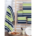 Navy Blue Green Striped Kitchen Dish Towels for Drying Dishes Set of 3 ...