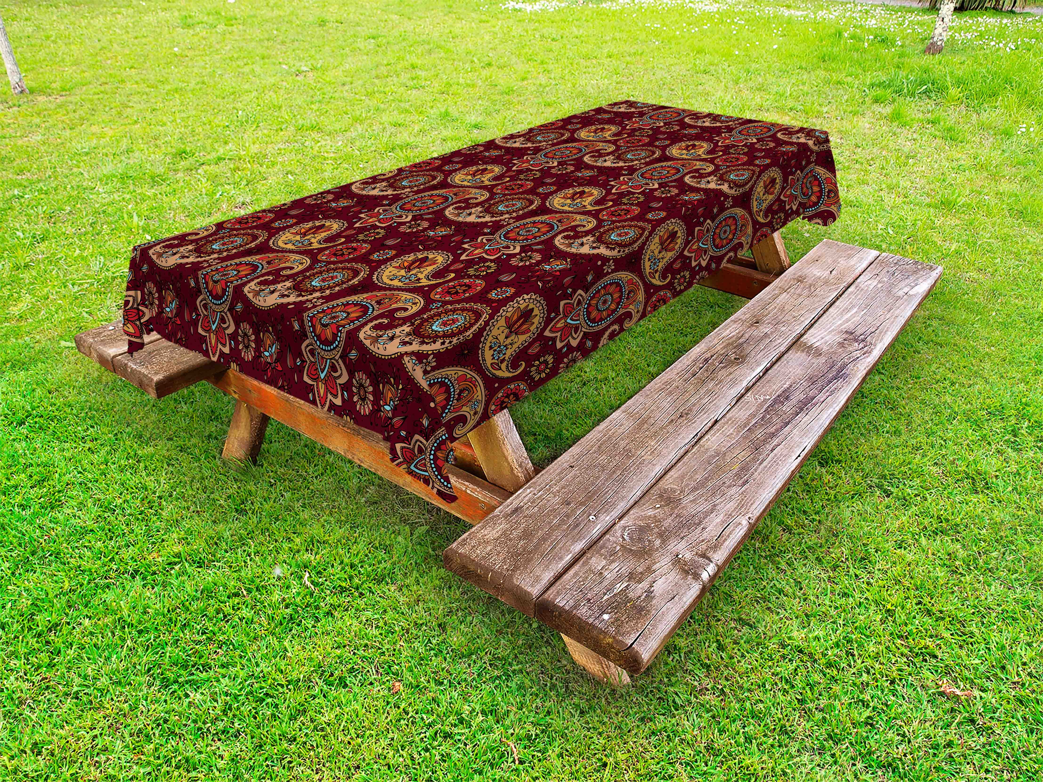 Paisley Outdoor Tablecloth, Middle Eastern Culture Stylized Pattern ...