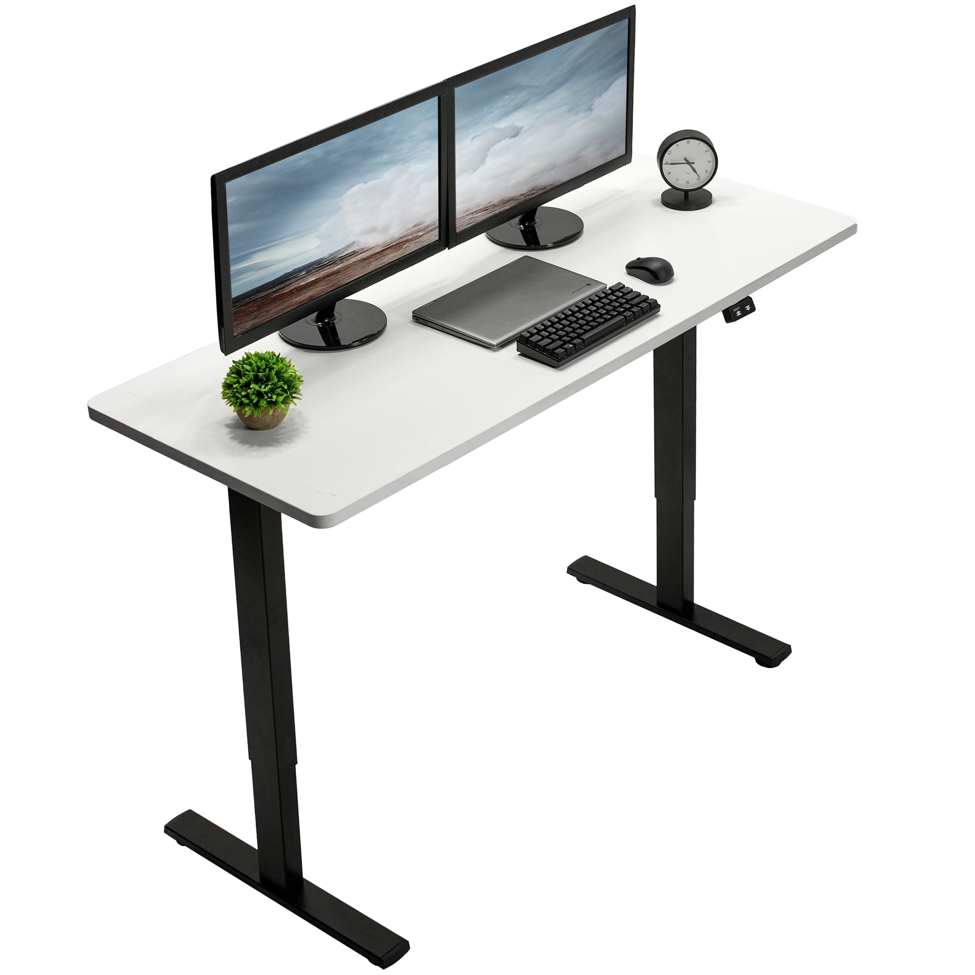 VIVO Electric 60” x 24” Stand Up Desk Workstation | White Table Top ...