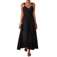 Black Dresses for Ladies Summer Fall Sleeveless Vneck Long High Leg A ...