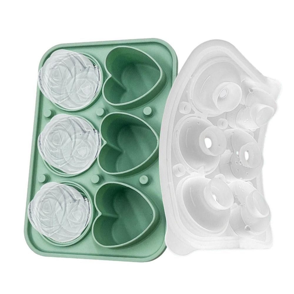 Tohuu Whiskey Ice Cubes Mold Rose Heart Shape Ice Cube Molds with Lid ...