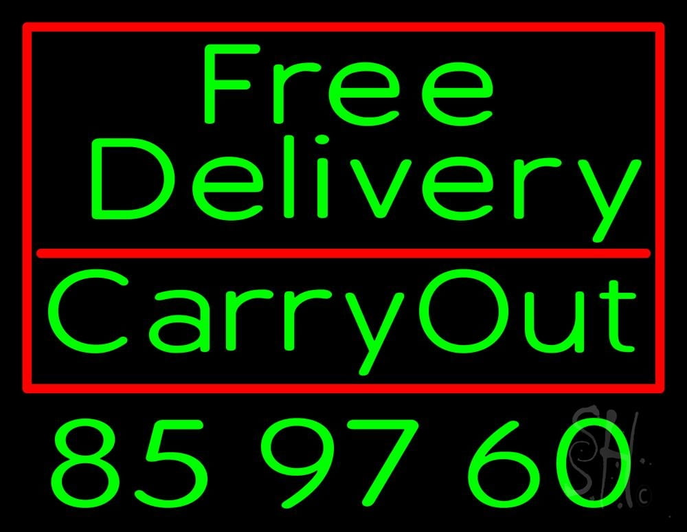 We Deliver Carry Out LED Neon Sign 24 x 31 - inches, Black Square Cut ...