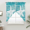 Aqua Nautical Starfish Swag Valances for Windows 2 Pack Coastal Modern ...