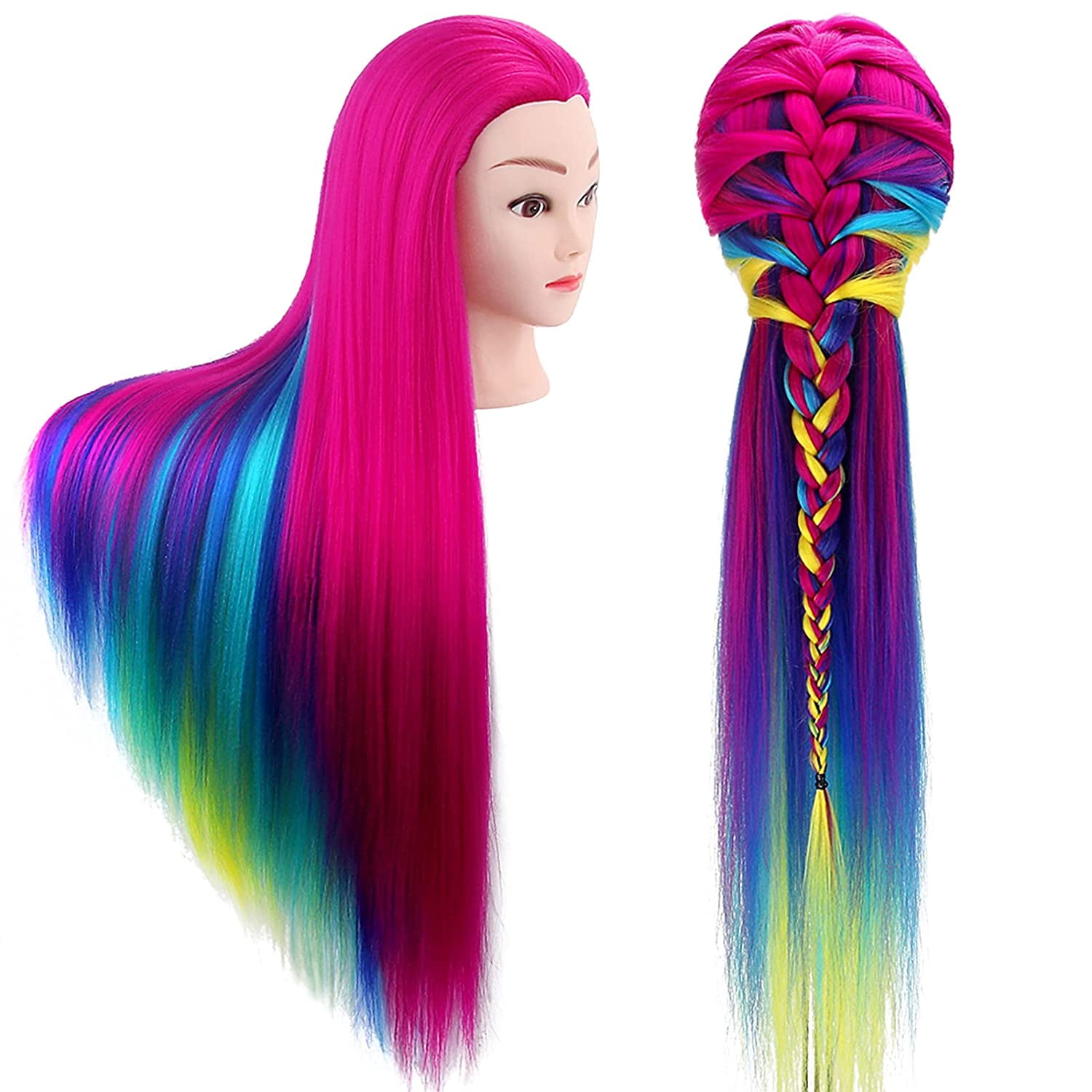 28" Cosmetology Mannequin Head Synthetic Hair, Training Head Manikin ...