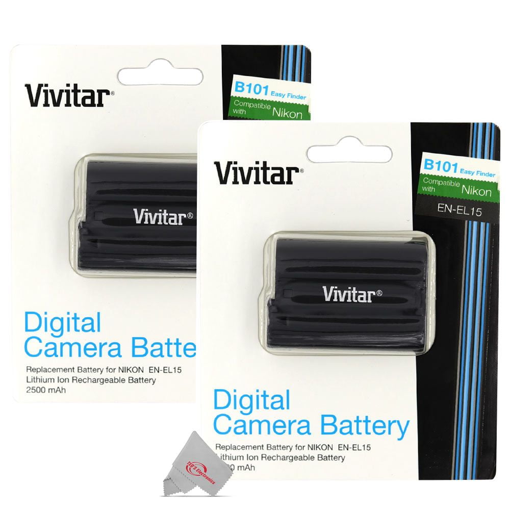 Two Pcs Vivitar Nikon En-El15 Replacement Battery For Nikon Z5 Z6 Z7 D500 D750 Camera
