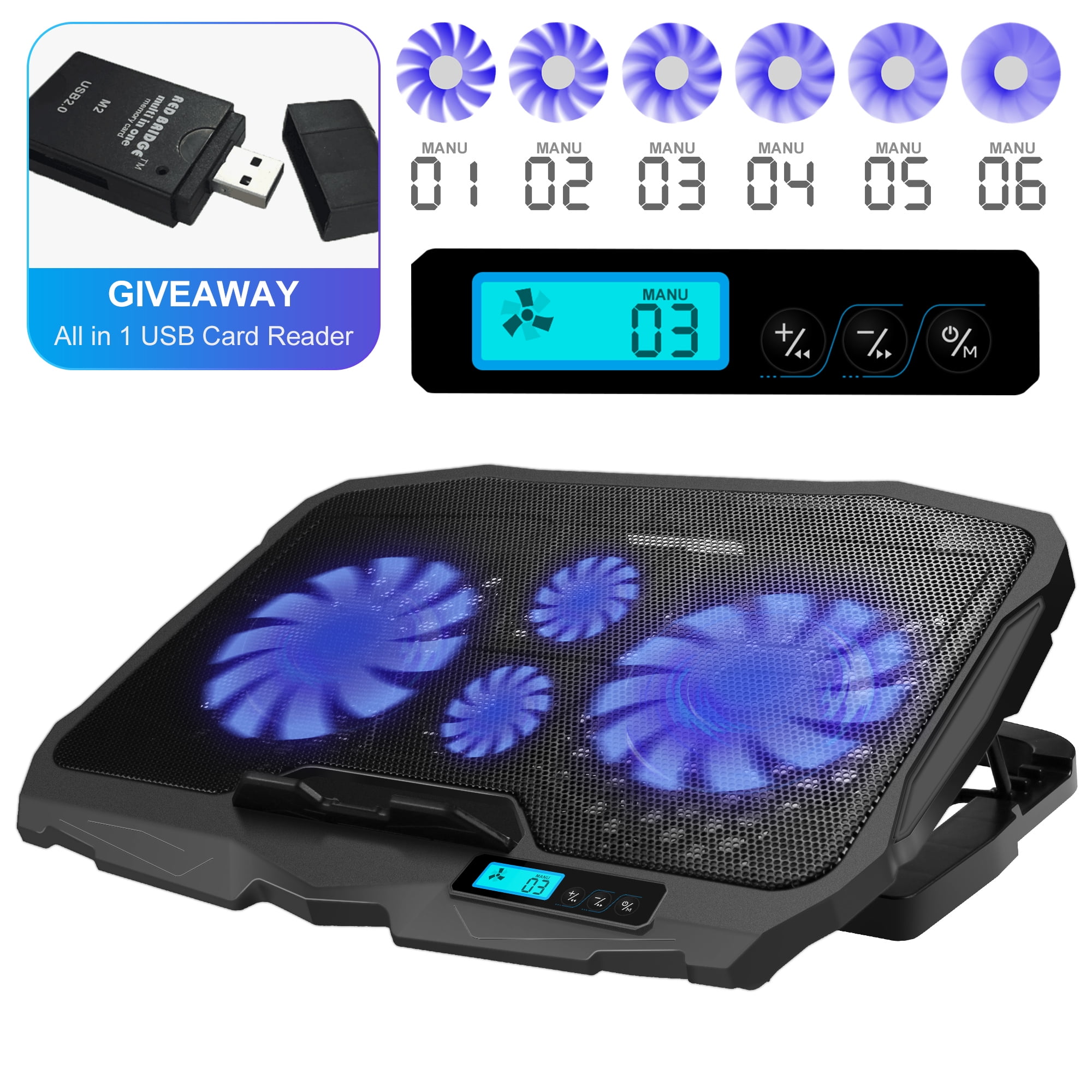 AGPTEK Gaming Laptop Cooling Pad Notebook Holder Compatible up to 17 ...