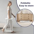 Freestanding Dog Gate with Door, 6-Panel Foldable Pet Gate 33.9” High ...