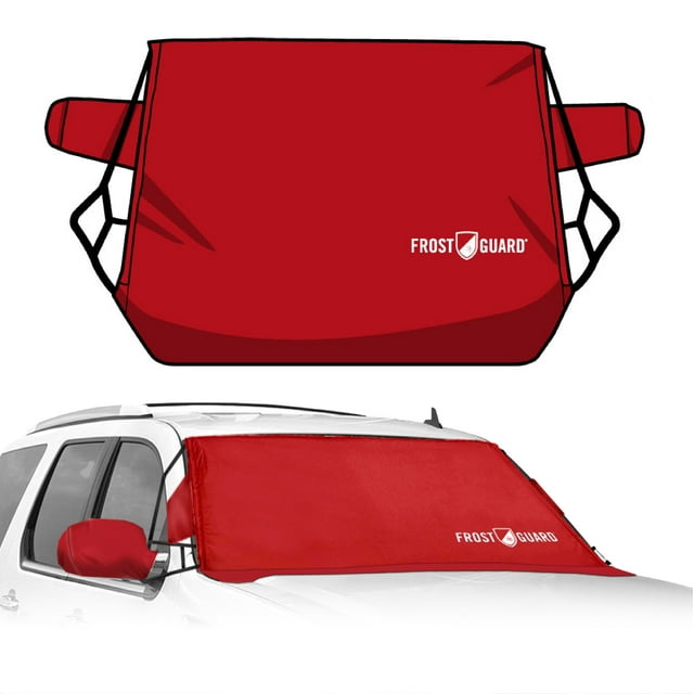 FrostGuard Deluxe Full-Coverage Car Windshield Cover, XL, Crimson, 41 x ...