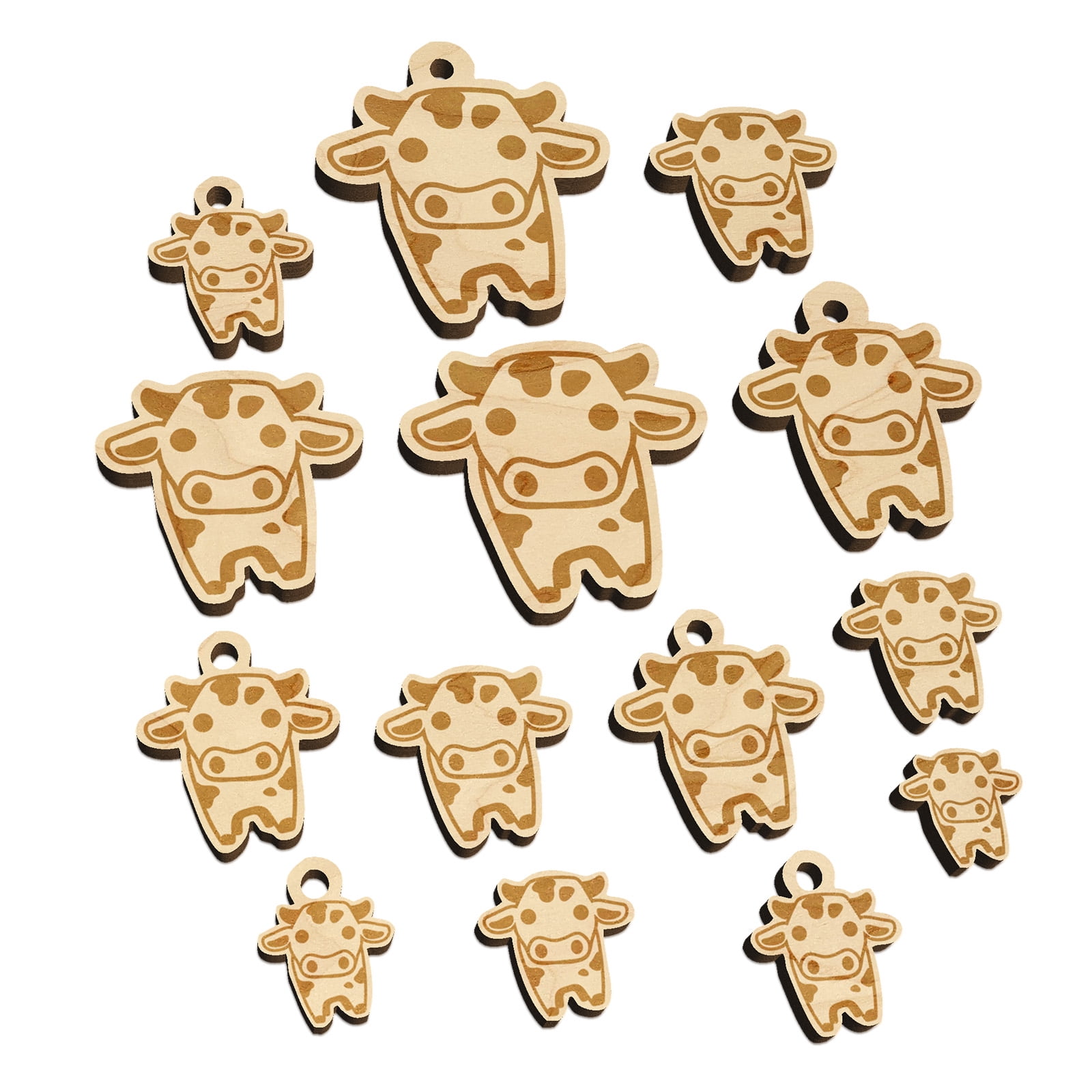 Cute Chibi Spotted Cow Wood Mini Charms Shapes DIY Craft Jewelry - No ...
