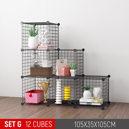 2-12Cube Storage Metal Wire Cube Organizer Cubes DIY Storage Shelves ...
