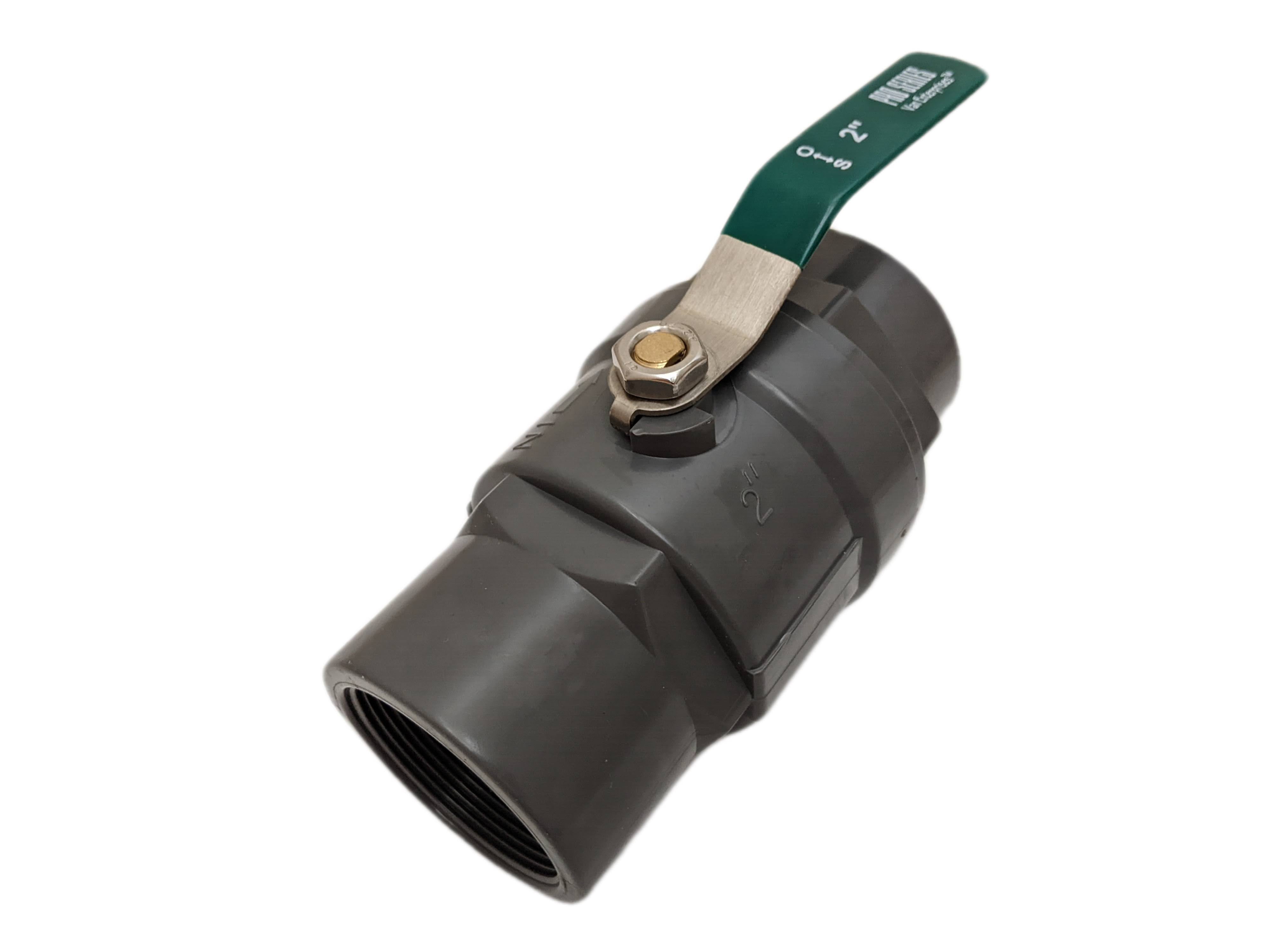 2" Pro Series- 2PC PVC Ball Valve with Stainless Steel Handle and ...