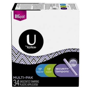 U by Kotex Security Tampons, Super Plus Absorbency, Unscented, 16 Count ...