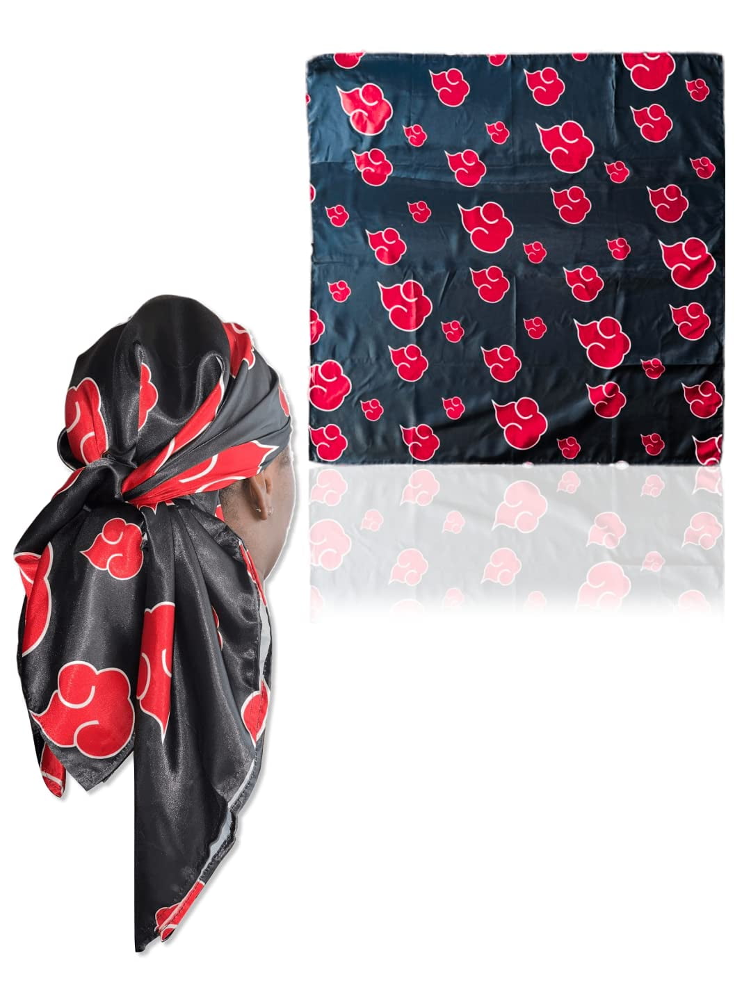 Anime Silky Bandana Satin Scarf - Red Cloud Head Scarf For Women and ...