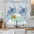Blue Turtle Swag Curtain Valance for Window 2 Panels Summer Ocean Beach ...
