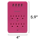 Aduro Surge Protector 6 Outlets Power Strip Station with USB (4 Ports 4 ...