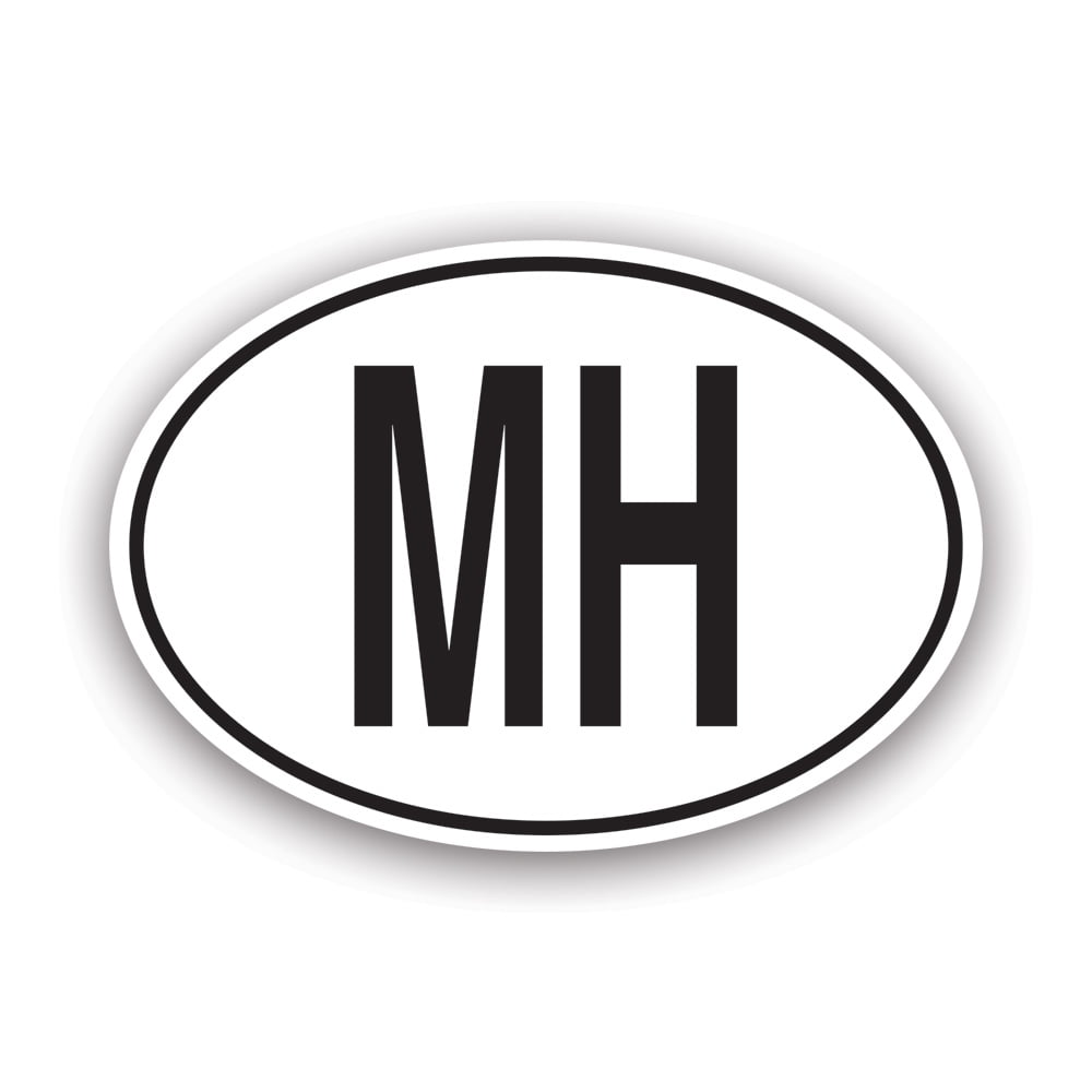 MH Marshall Islands Country Code Oval Sticker Decal - Self Adhesive ...